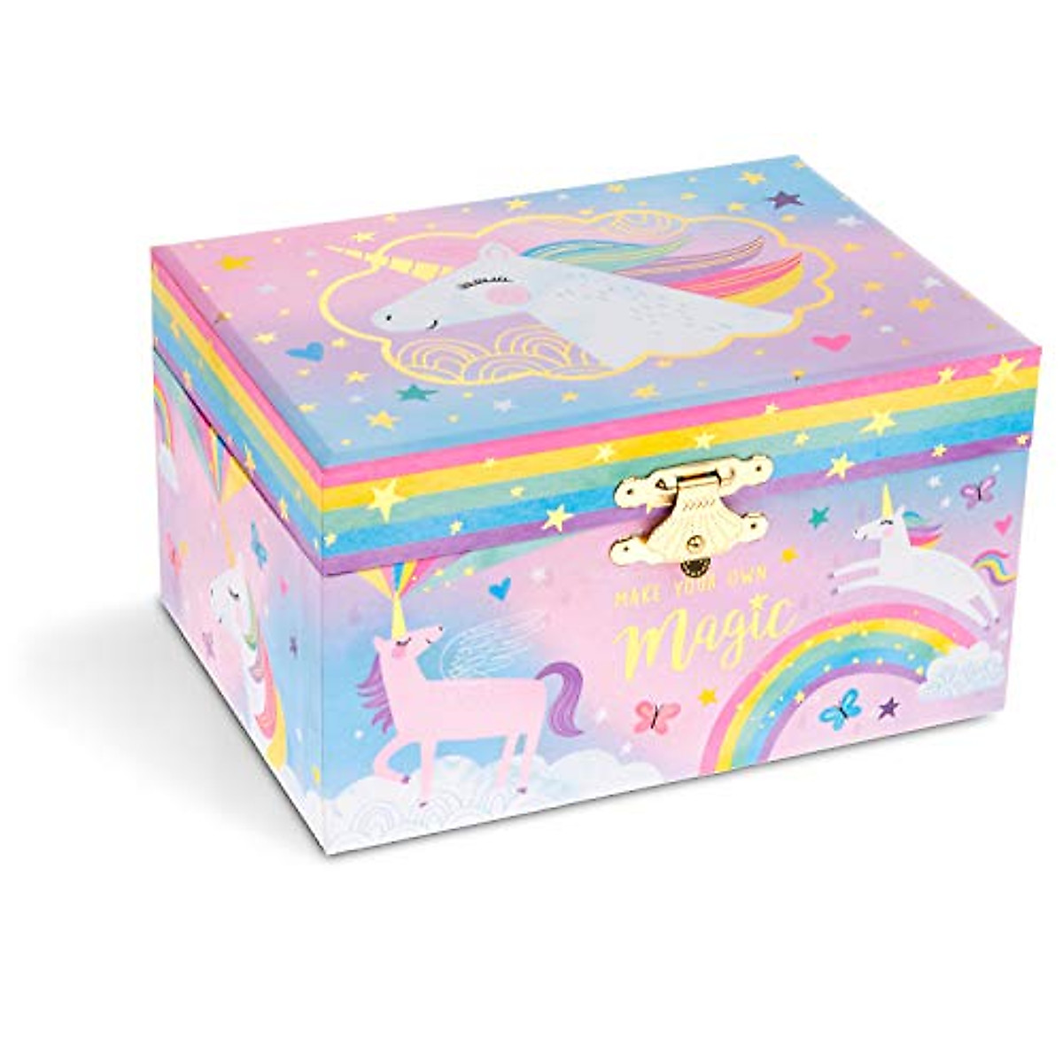Jewelkeeper Girl's Musical Jewelry Storage Box with Spinning Unicorn, Cotton Candy Unicorn Design, The Beautiful Dreamer Tune, Ideal Gifts for Little Girls