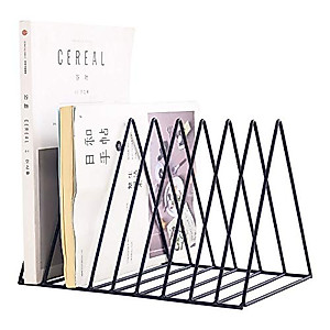 Files Folder Stand Desktop File Organizer, Copper Wire Book Shelf Magazine Rack, 9 Slot File Sorter Eye-catching Decoration for Indoor Office Home, Photography Props, Bookshelf File Rack (Black)