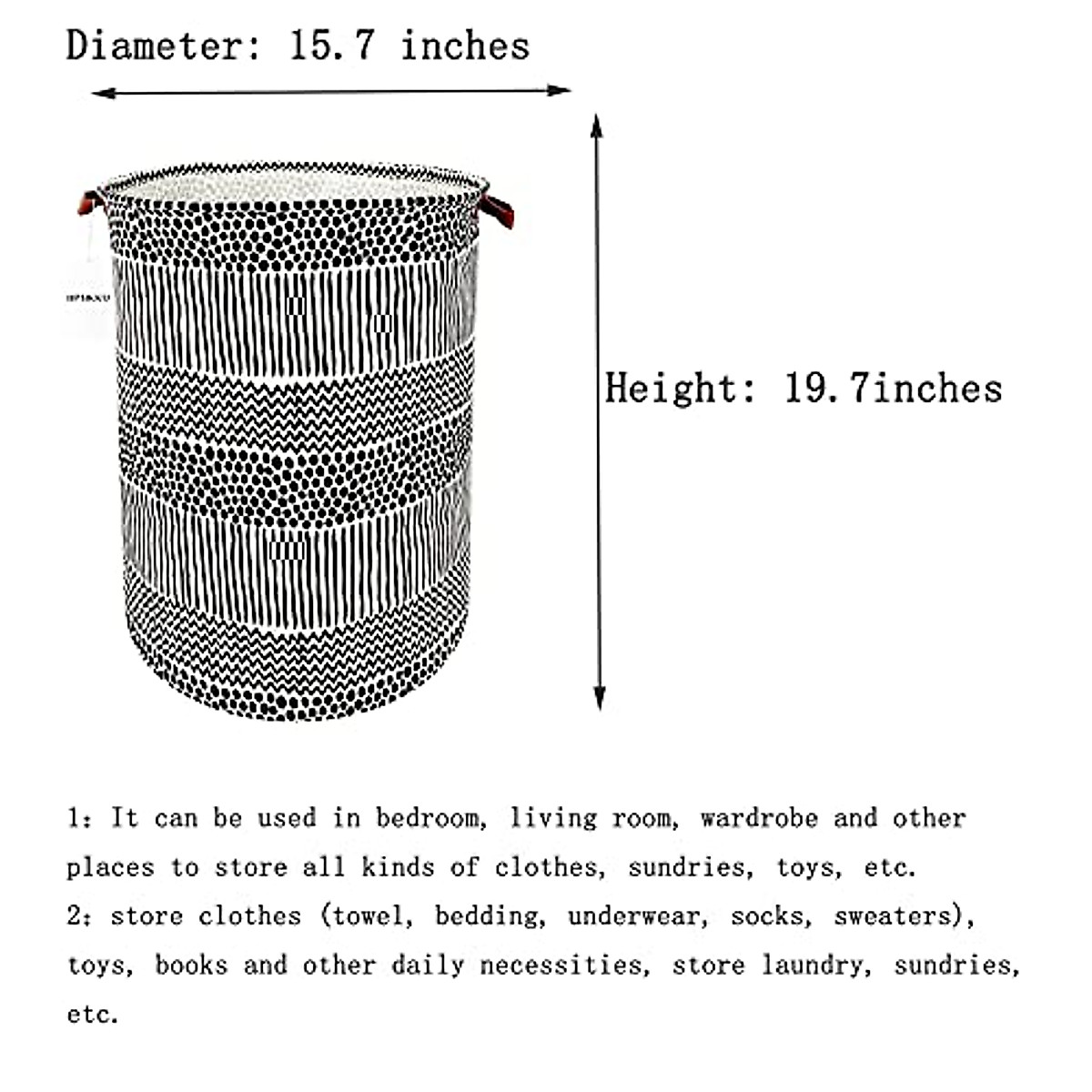 Folding laundry basket,home decor,Large Storage Bins,Storage basket，Bedroom storage，Waterproof Storage box Nursery family laundry hamper/basket (Black line)