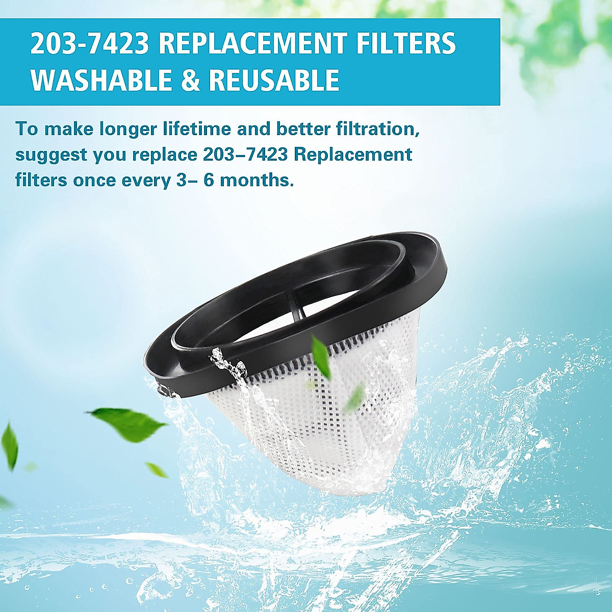 Improvedhand Filters Replacement for Bi-ssell 3-in-1 Stick Vacuum Fit For Bissell 38B1, 38B1L, 1059 Series Lightweight Stick Vacuum, Compare to Part # 203-7423, 2037423, 4 Pack