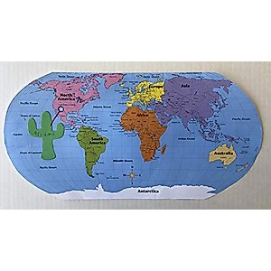 8” x 16” Labeled World Practice Maps, 30 Sheets in a Pack for Social Studies, Geography, Map Activities, Drill and Practice, Current Event Activities, Learning Games and More