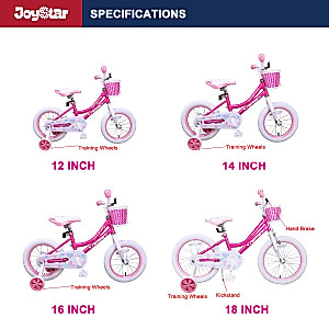 JOYSTAR 16 Inch Girls Bike Toddler Bike for 4 5 6 7 Years Old Girl 16" Kids Bikes for Ages 4-7 yr with Training Wheels and Basket Children's Bicycle in Fuchsia