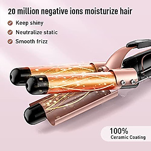 Waver Curling Iron Curling Wand - BESTOPE PRO 5 in 1 Curling Wand Set with 3 Barrel Hair Crimper for Women, Fast Heating Crimper Wand Curler in All Hair Type