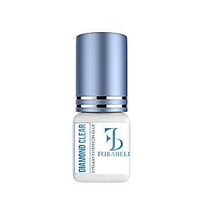 Forabeli Diamond Clear Lash Extension Glue - 2-3 Sec Dry, 6 Week Retention, Flawless Color Blending, Transparent Adhesive for Colored Eyelash