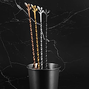 AnSaw 12-Inch Stainless Steel Mixing Spoon, 2-Pieces Gold Spiral Pattern Bar Spoons