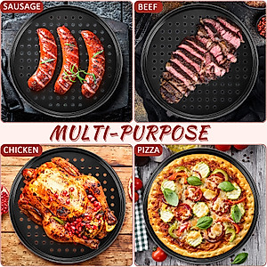 8 Pieces Pizza Pan With Holes 12 Inch Round Pizza Pan Carbon Steel Perforated Non-Stick Tray Tool Pizza Storage Container Nonstick Baking Supplies Home Restaurant Kitchen Steel Crisper Pizza Pan Set