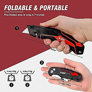 KATA 2-Pack Heavy Dudy Utility Knife Box Cutter Retractable Blade Folding Knife Set, 10pcs SK5 Sharp Blades In Case for Box, Cardboard and Carton