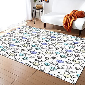 Large Area Rug 2' x 3' Throw Carpet Floor Cover Nursery Rugs for Children, Colorful Tulip Floral Modern Kitchen Mat Runner Rugs for Living Room/Bedroom Dandelion Flowers Illustraction