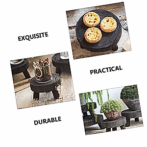 ifundom Wooden Potted Plant Stand Flower Pot Display Stand Dessert Stand House Plants Indoors Live Black Round Tray Coffee Tray Tea Trays for Serving Wood Riser Mouton Potted Flower Small