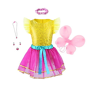 Jeowoqao Girls Dress up Trunk Princess Set, 24Pcs Pretend Play Costume Set, Fairytale, Supergirl, Princess, Rainbow Girls Costume for Toddler/Little Girls Ages 3 4 5 6 Years