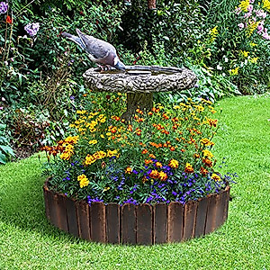 11.8in x 6.6ft Garden Fence, Wood Garden Border Edging, Anti-Corrosive Landscape Border, Wood Yard Fence, No Dig Planter Fencing for Flower Bed Lawns