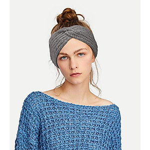 AOPRIE Knit Wide Headband for Winter 5 Pieces Women Ear Warmers Truban Headbands Thick headbands for Women Girls, Black Gray White Pink Brown