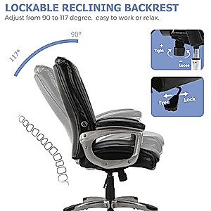 Office Chair, Ergonomic High Back Computer Chair Height Adjustable Desk Chair with Adjustable Built-in Lumbar Support, Black