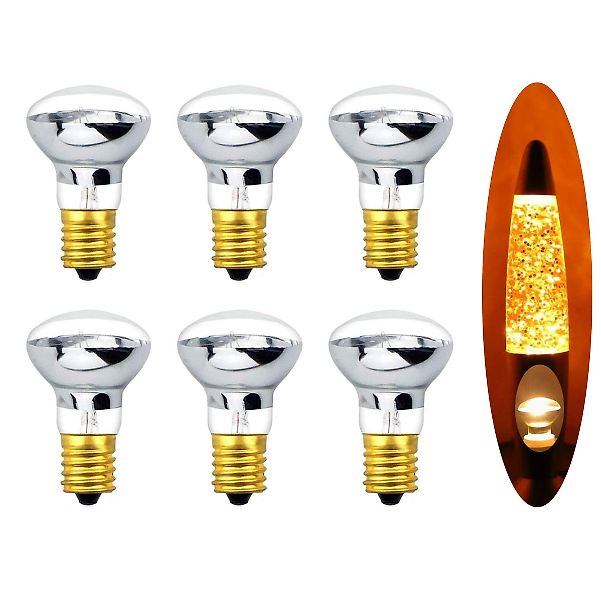 Lava Lamp Bulb 40 Watt, 6 Pack R39 R12 Reflector Type Bulbs E17 Replacement Light Bulbs for Lava Lamps, Glitter Lamps, 120V
