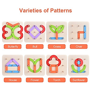 FUN LITTLE TOYS 27 PCs Preschool Learning Toys Stacking Blocks Wooden Letters Number Shape Puzzles for Kids, Educational Toys Letter Board Set for Boys & Girls