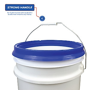 ePackageSupply, 5 Gallon White Bucket with White Gamma Seal Screw on Airtight Lid (1 Count), Food Grade Storage, Premium HPDE Plastic, BPA Free, Durable 90 Mil All Purpose Pail, Made in USA