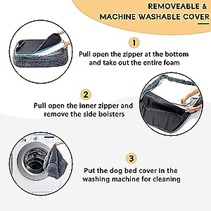 2 in 1 Calming Dog Beds for Large Dogs, Dual Layer Orthopedic Egg Crate Foam & Memory Foam Faux Fur Shag Pet Mattress Warming Rectangle Cuddle Bed Comfy Anti Anxiety, Washable Cover Anti-Slip