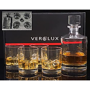 Verolux Whiskey Decanter 2 Sets in Gift Box - Christmas Holiday, Birthday gifts for men and women - Home Bar Accessories for Bourbon, Scotch, Liquor, Whisky, Gin, Rum, Tequila, Vodka and Brandy