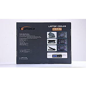 TopMate C5 12-15.6 inch Gaming Laptop Cooler Cooling Pad | 5 Quiet Fans and LCD Screen | 2500RPM Strong Wind Designed for Gamers and Office