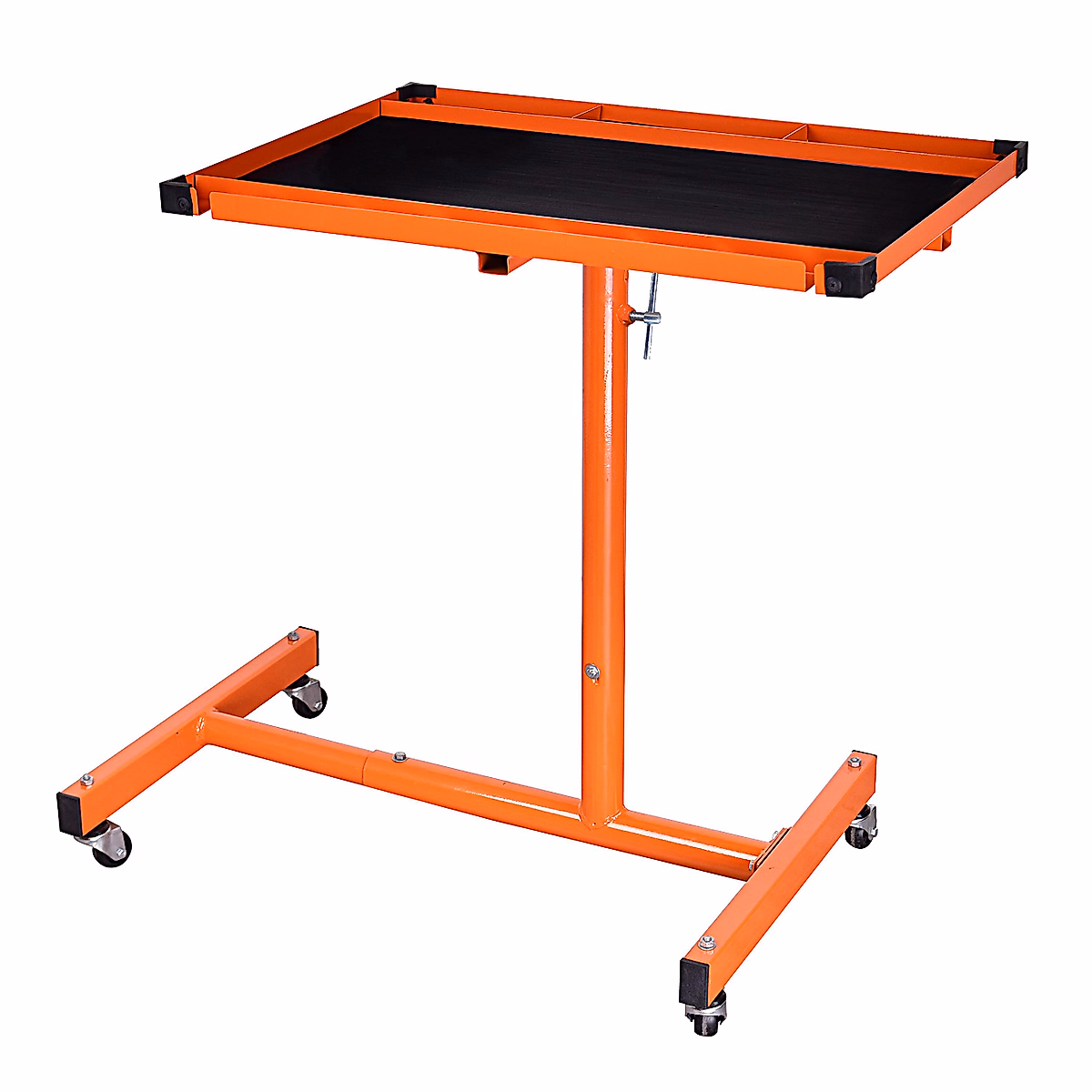 Eisen Mechanics Rolling Work Table, Adjustable Mobile Tray Table for Shop, Garage, DIY. Tool Tray Cable With Wheels. 220 lb. Capacity, orange