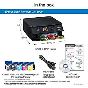Epson Expression Premium XP-6000 Wireless Color Photo Printer with Scanner & Copier, Amazon Dash Replenishment Ready