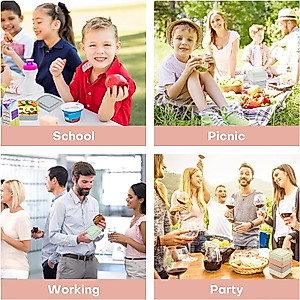 ATAMOW Sandwich Containers, 4 Pcs Sandwich Containers for Lunch Boxes with 10 Sheets Funny Graffiti Stickers, Sandwich Box with Lid, BPA Free, Microwave & Dishwasher Safe(Pink