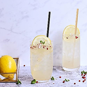 NEEBAKE Paper Drinking Straws - 200Pcs Biodegradable Drinking Stripe (White)