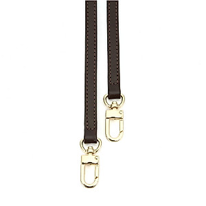 Leather Crossbody Strap for Alma BB Damier Ebene Pochette Eva Favorite PM MM Mini 10mm Wide Coated Dark Brown with Gold Hardware (Brown 100cm Gold HW)