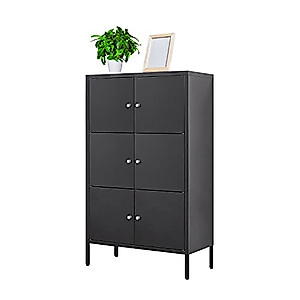 FURSTEL Metal Storage Locker, 41.3" H Steel Storage Cabinet, Adjustable Feet Cabinets Organizer, 3 Tier Shelves Metal Lockers for Home Office, Kids Room, Bedroom