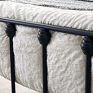 VECELO Twin Size Metal Platform Bed Frame with Headboard and Footboard, Heavy Duty Slat Support/No Box Spring Needed Mattress Foundation/Underbed Storage Space, Victorian Style, Black