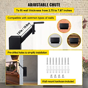 VEVOR Through The Wall Drop Box, 12.5''x6.3''x16.9'' Mail Drop Box w/Adjustable Chute, Deposit Drop Box w/Code Lock, Rainproof Wall Mount Mailbox for Letters, Rents, Check & Keys, Home & Office, Black