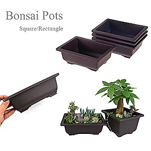 YITAQI 1PC Bonsai Training Pots - Classic Deep Humidity Trays with Built in Mesh - Plastic Square Pot & Bonsai Plants Growing Pots(Rectangle S)