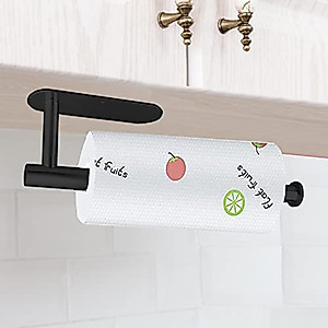 Upgraded Calegency Paper Towel Holder Under Cabinet, Wall Mounted Paper Towel Dispenser, Matte Black SUS304 Self-Adhesive and Drilling Optional Large Paper Towel Roll Holder for Bathroom, Kitchen, RV