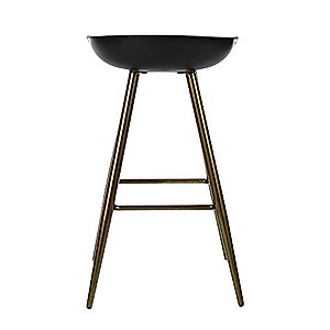 Set of 2 Bar Stools, 32.3-inch Simple Modern Style High Counter Stool with Low Backrest & Footrest & Metal Legs & PP Seat for Kitchen Patio Balcony, Black & Bronze