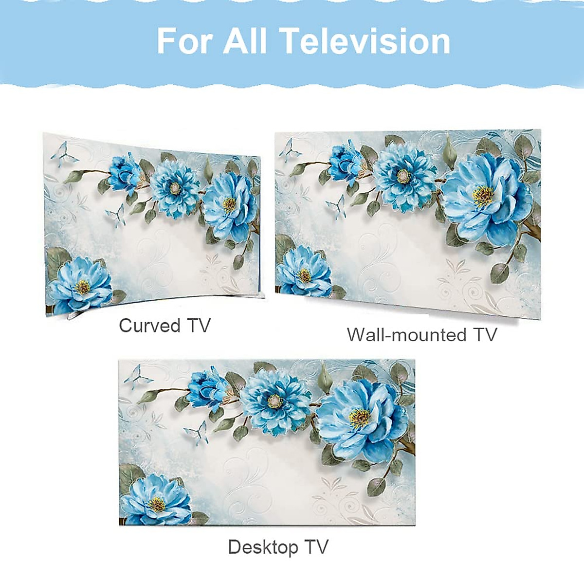 ZOLYA TV Cover TV Dust Cover 32-80 Inch Dustproof Sunscreen and Waterproof Television Display Protectors Universal LED/LCD Flat Curved Television Living Room Artistic Decoration