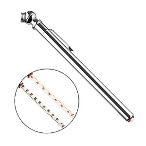 CZC AUTO Pencil Tire Pressure Gauge, Mechanical Air Gage, Stainless Stem Single Chuck with Pocket Clip Tyre Checker for Motorcycle Bike Car RV SUV ATV, 5-50PSI 30-350KPa (Silver, 1 Pack)