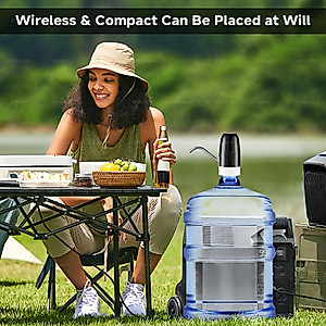 GOGODUCKS Automatic Drinking Water Pump, USB Charging, Portable Electric Water Dispenser Switch for Universal 5 Gallon Bottle, Black