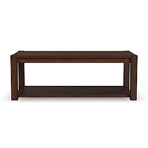 BOWERY HILL Transitional Brown Rustic Rectangular Wood Coffee Table
