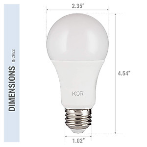 KOR LED Light Bulbs - 6 Pack of 5000K Daylight White Lightbulbs - E26 Base, A19 Size, 15W (100W Incandescent Equivalent) - Long Lasting 1500 Lumen Bright Shatter Resistant Energy Saving Light Bulbs