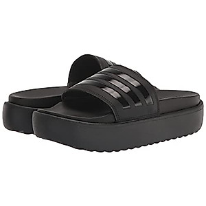 adidas Women's Adilette Platform Slide Sandal, Black/Black/Black, 7