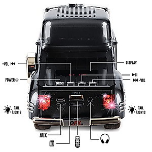 QFX BT-1953 Hot Rod Pick Up Truck Replica Speaker with Built-in Microphone, Led Party Lights, FM Radio, Red