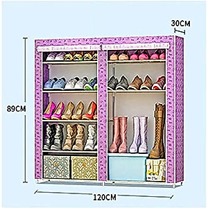 DINGZZ Simple Shoe Cabinet Shoe Rack, Assembled Multi-Layer Iron Storage Dustproof Cloth Shoe Cabinet Simplicity