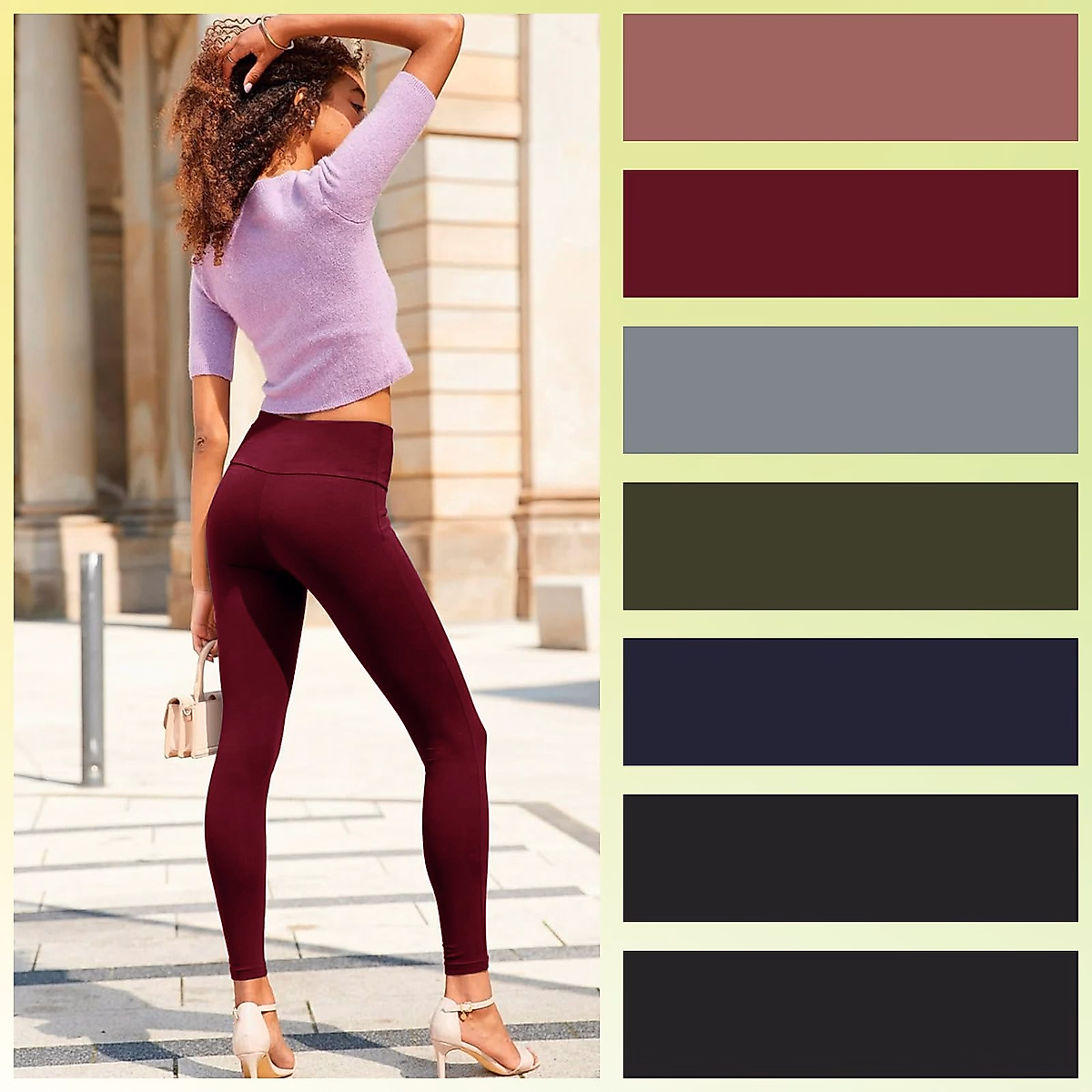 Syrinx 7 Pack Leggings for Women - High Waisted Tummy Control Soft Yoga Pants for Workout Running