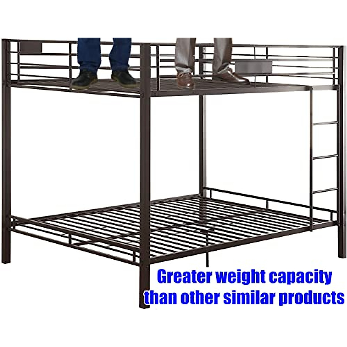 Ninowokc Latest Upgraded & Stronger Metal Queen Bunk Bed, Thicken Heavy Duty Steel Bunk Queen Bed Frame with Guardrails & Ladder for Kids Adults Teens Boys Girls, Easy to Assemble (Queen Over Queen)