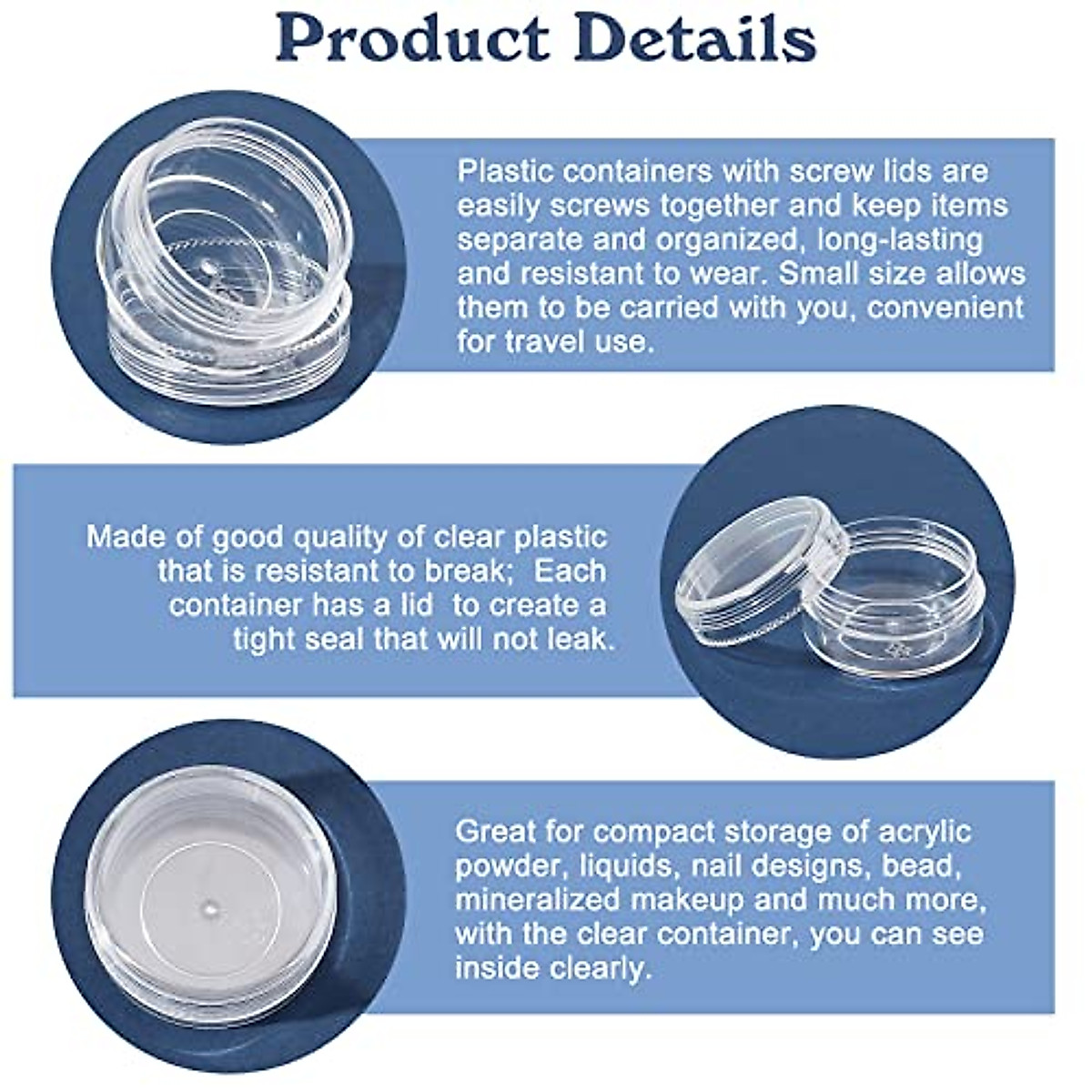 PH PandaHall 24pcs Plastic Containers 4 Style Clear Containers Heart Flower Round Star Beads Storage Containers 0.34 Fl Cosmetic Makeup Pot Jars for Clip Craft Jewelry Small Items Hardware