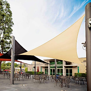 Royal Shade 10' x 10' x 10' Beige Triangle Sun Shade Sail Canopy Outdoor Patio Fabric Screen Awning RTAPT10 - UPF50+ 95% UV Blockage, Heavy Duty, Water & Air Permeable (We Make Custom Size)