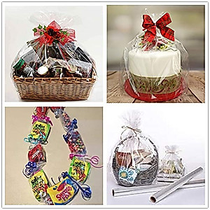 iLovepaper Clear Cellophane Wrap Roll 33''x115Ft, 3 Mil Thick Clear Cellophane Wrapping Paper|Christmas Wrap Roll|Cellophane Roll | Cellophane Wrap for Christmas Halloween Gifts, Baskets, Flowers