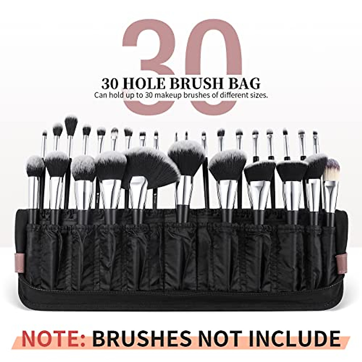 DUcare Makeup Brush Organizer 30pcs Folding Travel Professional Makeup Brushes Case Bag Stand-up Cosmetic Bag Artist Storage Bag (Only Bag)