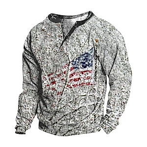 Ymosrh Mens Hoodies, Hoodie Sweatshirt Men Oversized Hoodie Sweatshirt V-Neck Sweater Men's 3D Digital Printing Stand Collar 3 Button Vintage Black Hoodie Blank Crewneck Sweatshirt (L, Light Gray)