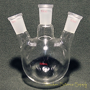 Deschem 500ml,3-Neck,24/40,Round Bottom Glass Flask,Three Necks Lab Bottle